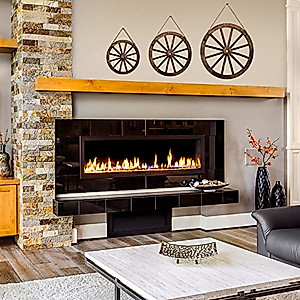 Qunclay 3 Pcs Wooden Wagon Wheel Decor 12/10/8 Inch Old Western Western Wall Decor Farmhouse Wagon Wheels Rustic Yard Wall Art Decor Hanging Decorative Wheels for Garden Home Bar Garage (Dark Brown)