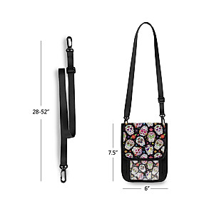 ALAZA Day Of The Dead Sugar Skull Halloween Small Crossbody Wallet Purse Cell Phone Bag Rfid Passport Holder with Credit Card Slots