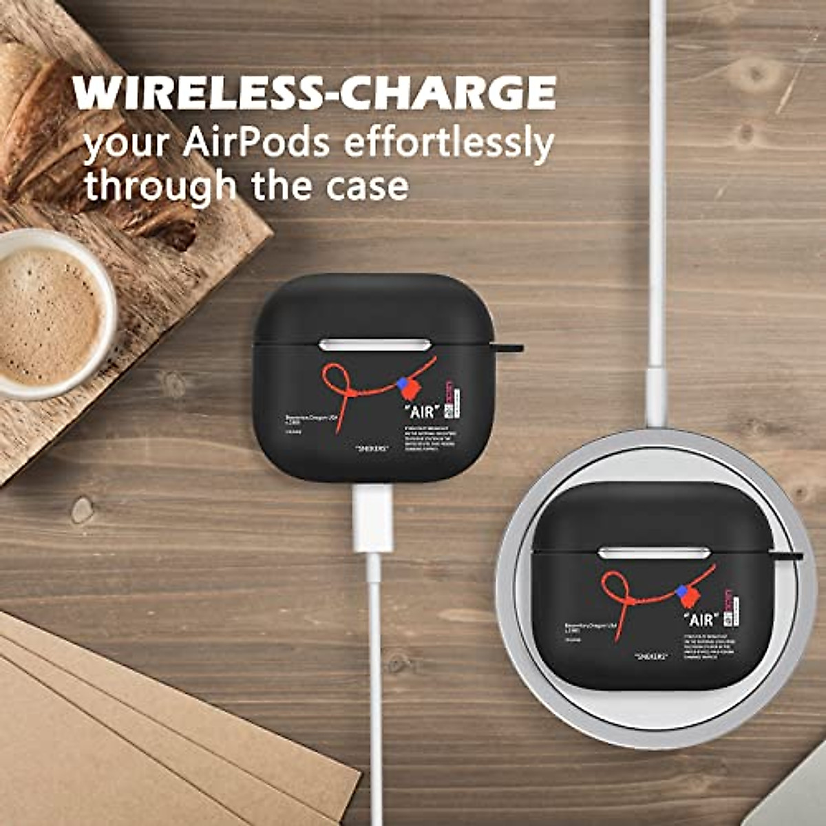 AirPod 3rd Generation Case Hot Sports Shoes Brand Creative Painted Soft Silicone Shockproof Cover Compatible with AirPods Case 3rd Generation 2021 (Black)