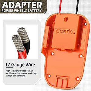 Ecarke Power Wheels Battery Adapter for Ridgid AEG 18V Hyper Lithium Battery Dock Power Connector Battery Converter 12 Gauge Robotics for DIY RC Toy Car Truck,E-Bike（1 Pcs）