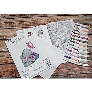 Luca-S Cross Stitch Kit - Rabbit and Butterfly, Counted Cross Stitch Kit, Embroidery Needlecraft Kit