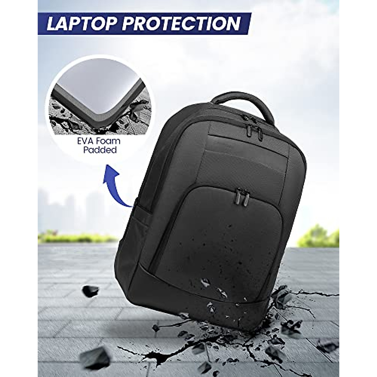 LOVEVOOK Laptop Backpack,17.3 Inch Durable Water Resistant Anti-theft Business Travel Backpack with USB Port, Mens Professional Multi-function Smart Computer Backpack for Work Commuter College,Black