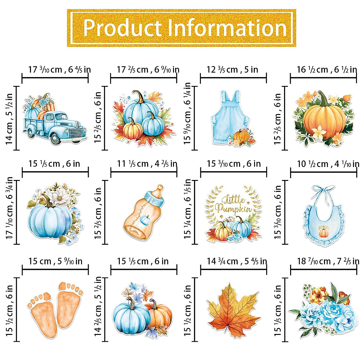 Little Pumpkin Baby Shower Decorations for Boy, Fall Blue Gender Reveal Decor, A Little Pumpkin Is on His Way Baby Shower Banner and Pumpkin Hanging Swirls