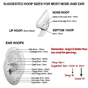 M MOOHAM Gold Nose Ring Hope, 20 Gauge Nose Ring Gold 6mm Surgical Steel 20g Nose Rings Hoop Septum Clicker Cartilage Hoop for Women，Tragus Jewelry Helix Daith Earring Conch Hoop Nose Piercing