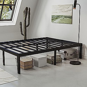 FSCHOS King-Bed-Frame, 14 Inch Metal Platform King Size Bed Frame No Box Spring Needed, Heavy Duty Bed Frame King Easy Assembly, Noise Free, Black