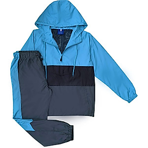 Royal Threads Canada Men’s 2-Piece Quarter Zip Pullover Windbreaker Tracksuit Jogger Sports Mesh lined Outfit