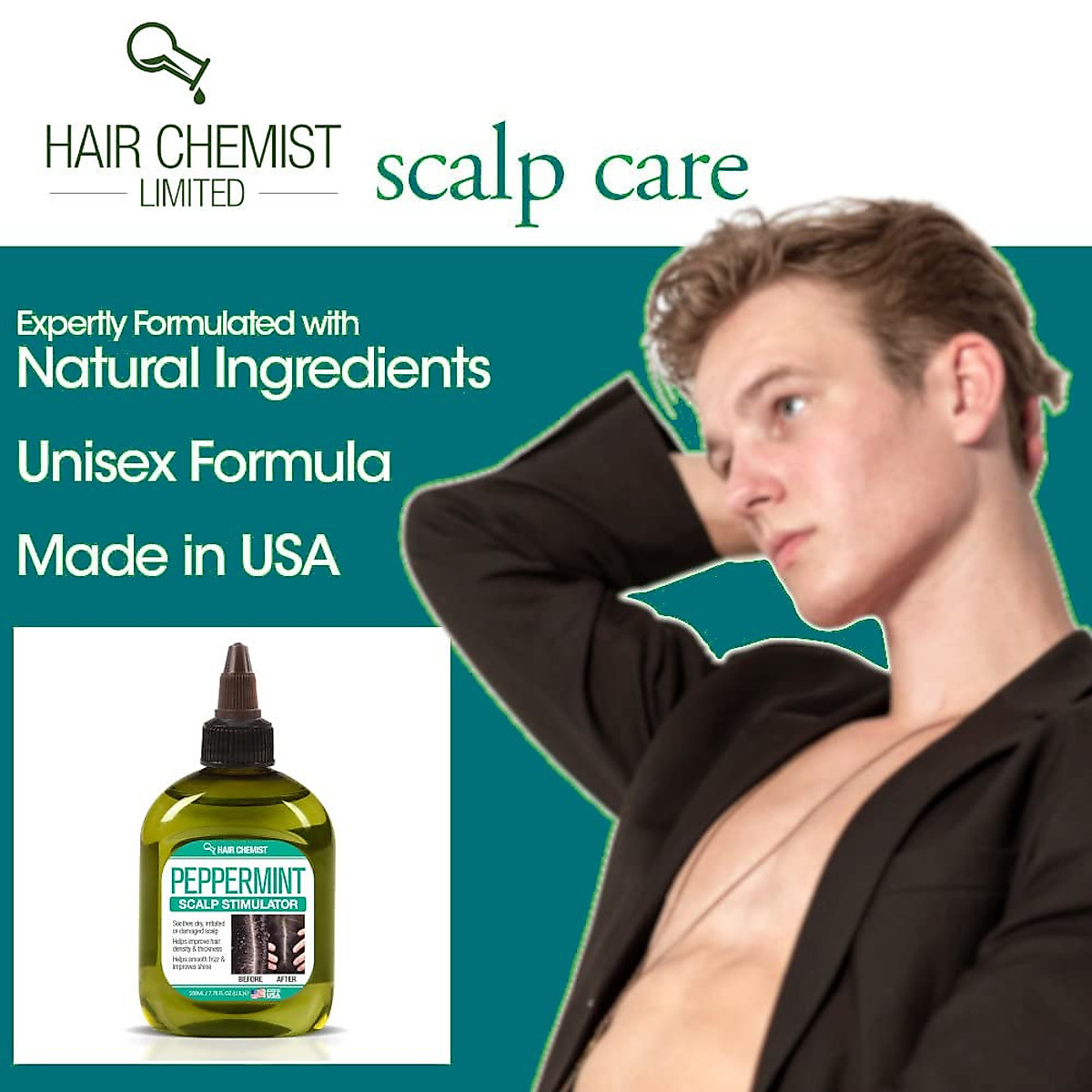 Hair Chemist Peppermint Scalp Stimulator 7.1 oz. - Scalp Leave in Mint Scalp Treatment and Scalp Moisturizer, Natural Scalp Treatment for Women & Men