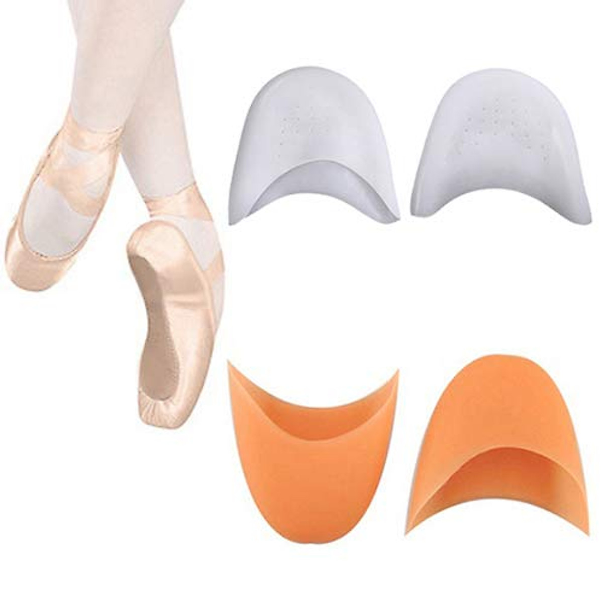 Baost 1Pair Professional Soft Ballet Pointe Silicone Gel Toe Caps Pads Ballet Slipper Ballet Pointe Shoes Dance Shoe Pads Ballet Pointe Shoe Pads for Girls Women Dancer Nude