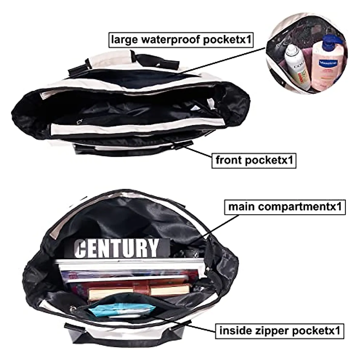 Kuston Tote Bag Waterproof Nylon Multi Pocket Shoulder Bags Laptop Work Bag Teacher Purse and Handbags for Women & Men