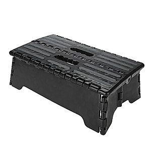 Yuehuam 5 Inch Folding Step Stool, Black, Plastic, Non-Slip, Portable, Versatile Use