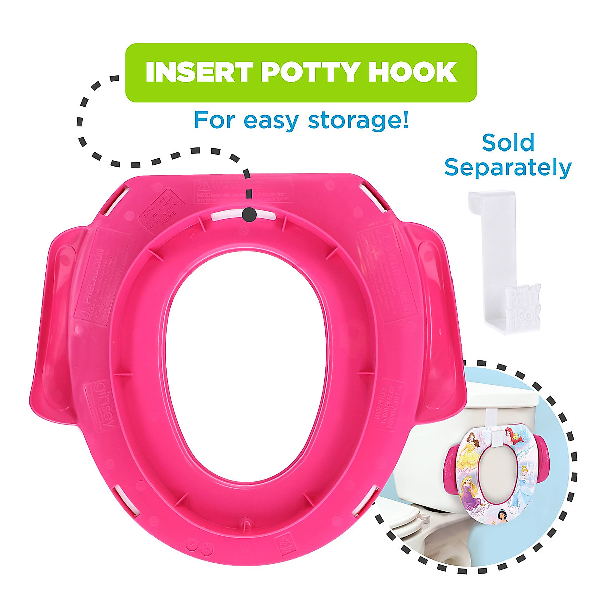 Disney Princess 2 Pc Essential Potty Training Set - Potty Training Seat, Step Stool for Kids