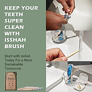 Isshah Biodegradable Bamboo Handle Interdental Brushes Between Teeth Cleaner Deep Clean Toothpick, FSC Certified and PETA Approved, Size 1 (0.45mm), 40 Count