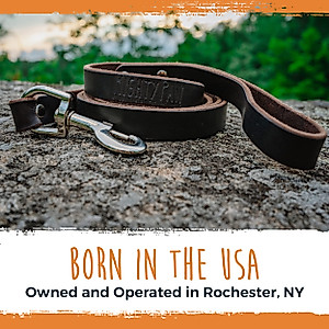 Mighty Paw Leather Dog Leash | 5 ft Leash Super Soft Distressed Real Genuine Leather- Premium Quality, Modern Stylish Lead. Perfect for Small, Medium and Large Pets Brown