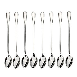 dhrbsx Long-Handled ice Tea Spoon, Cocktail stir Spoons, Stainless Steel Coffee Spoons, ice Cream Scoop Set of 8