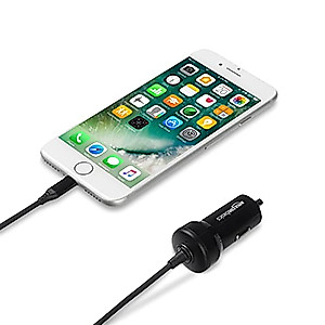 Amazon Basics Coiled Cable Lightning Car Charger - 5V 12W - 1.5 Foot, Black, 5-PACK