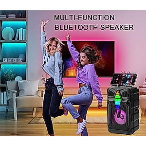 CZRXLLGD Bluetooth Speaker, IPX5 Waterproof Speaker with HD Sound, RGB Multi-Colors Rhythm Lights, Up to 8H Playtime, TWS Pairing, Portable Wireless Speakers for Home, Party