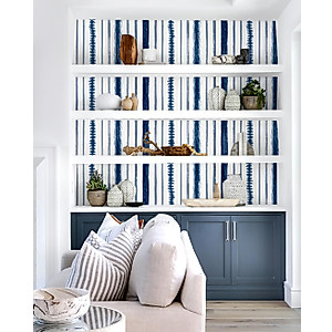 Timeet Blue and White Wallpaper Line Peel and Stick Wallpaper 17.3 "x 78.7" Geometric Stripe Contact Paper Self Adhesive Removable Wallpaper for Bedroom Living Room Decor