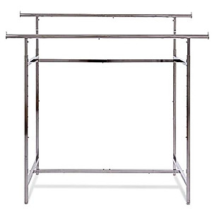 NAHANCO K40 Commercial Grade Adjustable Double Bar Garment Clothes Rack, Chrome (1 Ea)