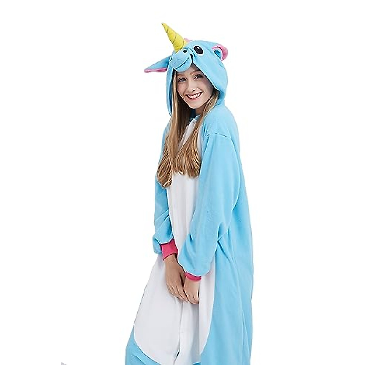 SimZoo Adult Animal Onesie Pajamas, Men and Women's Unicorn Costume Sleepwear, One-Piece Unisex Homewear