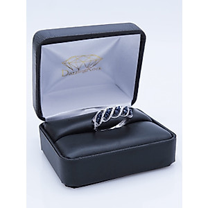 Dazzlingrock Collection Round Blue Sapphire & White Diamond Engagement Ring for Women (0.16 ctw, Color I-J, Clarity I2-I3) in 10K White Gold Size 10