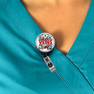I Like Big Veins and I Cannot Lie Badge Reel, Phlebotomist Badge Reel, Cute Phlebotomy Retractable ID Badge Holder, Phlebotomy Tech Humor