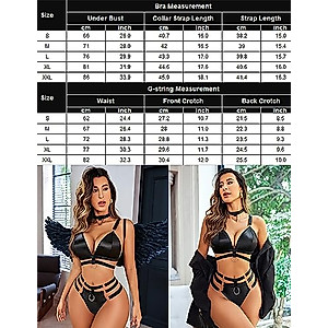 Avidlove Lingerie Set for Women Sexy Ring Linked Choker Bra and Panty Sets for Women Black X-large
