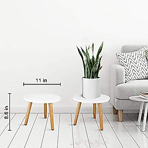Uneedem Indoor Plant Stand Wood Mid Century Plant Stand for Indoor Plants, Modern Plant Table, 8.9" Tall Plant Holder for Flower Pots, Small Round Side Table, End Table