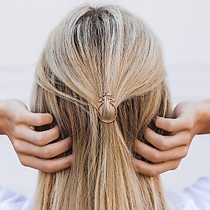 Pura Vida Rose Gold Pineapple Hair Barrette - 100% Brass Base, Stylish Clip Design - 2 Inches