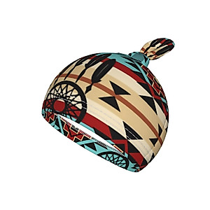 Native Southwest Aztec Navajo Newborn Swaddle Blanket Beanie Hat Sets Soft Stretchy Swaddling Sleep Sack Receiving Blanket Nursery Gift Photography Props for Baby Boy and Girl 0-6 Months (D, Color)
