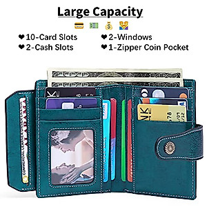 FALAN MULE Small Wallet for Women Genuine Leather Bifold Compact RFID Blocking Small Womens Wallet