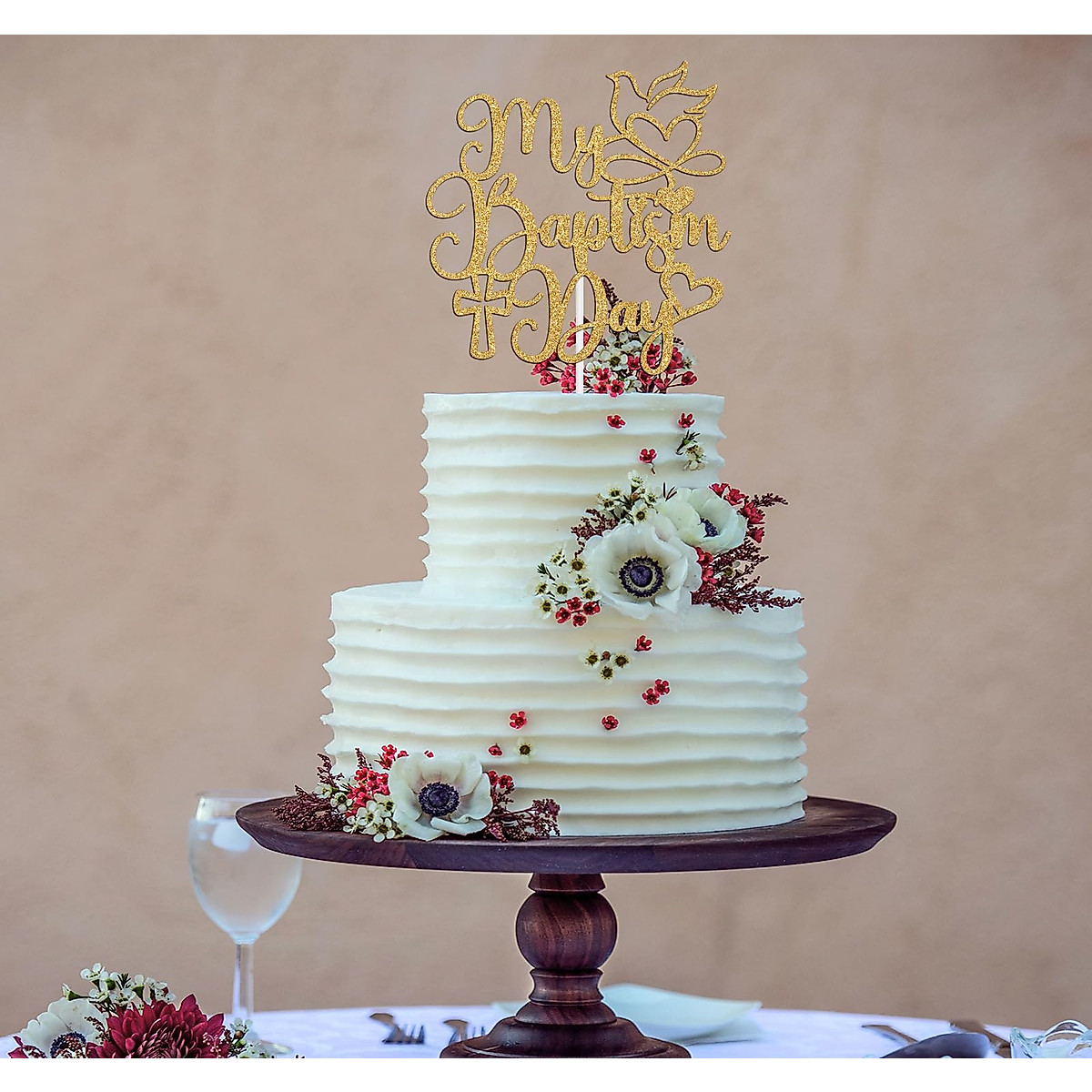 My Baptism Day Cake Topper, First Holy Communion, On Your Confirmation, Bridal Shower/Wedding/Baptism/Christening Baby Shower Party Decorations, Gold Glitter