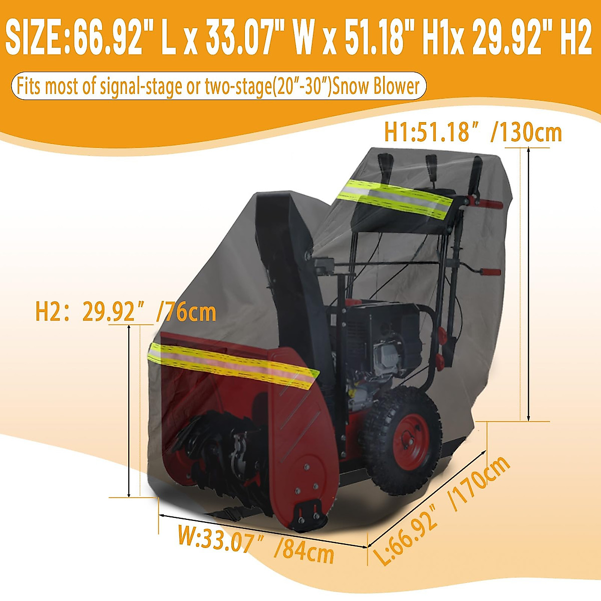 Chikia 600D 2-3 Snow Blower Cover, 24-32 inch Snowblower Cover Waterprrof Compatible with C ubCadet,Troy-Bilt,Ariens,Husqvarna EGO Ryobi Toro Windproof Outdoor Storage with Two Vents