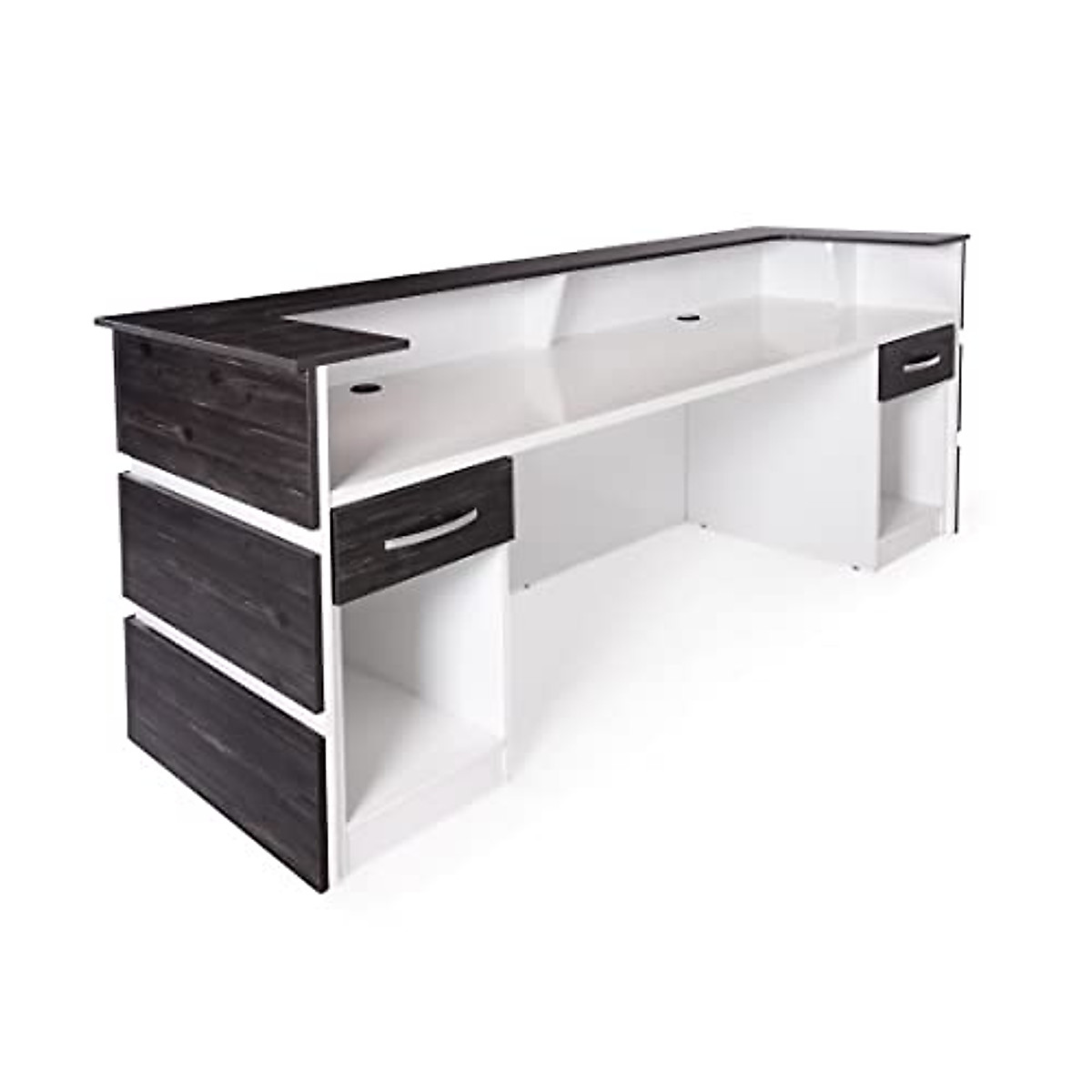 Casa Mare 87" Wood Office Reception Desk Counter & Drawers w/Telescopic Rails & Chrome Handles | Cable Grommet Holes | Option to Add Logo | Front Table Furniture Nail Hair Beauty Salon Spa Restaurant