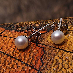 Rakumi Tiny Pearl Studs Earrings Sterling Silver AAAA Round 3mm White Freshwater Cultured Pearl Earrings Studs for Girls