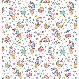 Stesha Party Unicorn Donut Wrapping Paper Girl Birthday Gift Wrap, 30 x 20 Inch (3 Sheets)