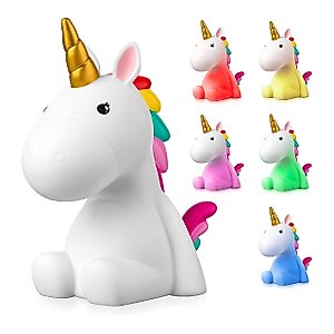 Sweet Ponies (5.4" x 3.7" x 6.7"; 9.2 oz Unicorn Candy LED Light Cute Gifts for Girls, Boys, kids - Battery Operated (1.6 W) Table, Desk & Beside Cute Lamp Both Color Changing & Wraped in Gift Package