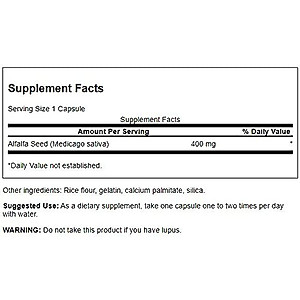 Swanson Full Spectrum Alfalfa Seed 400 Milligrams 60 Capsules