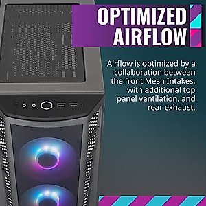 Cooler Master MasterBox MB320L ARGB Micro-ATX with Dual ARGB Fans, DarkMirror Front Panel, Mesh Front Intake Vents, Tempered Glass Side Panel & ARGB Lighting System