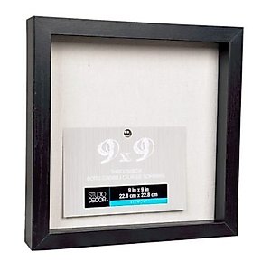Studio Decor Heavy Duty Wood Frame 1" Depth Shadow Box Display Case Nursery Wedding Graduation (Black, 9"x9")