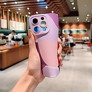 YKCZL Compatible with iPhone 14 Pro Case,Cute Painted Art Heart Pattern Full Camera Lens Protective Slim Soft Shockproof Phone Case for Women Girls-Purple