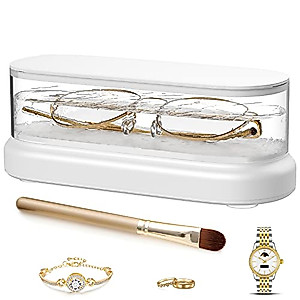 Villalive Hyper Jewelry Cleaner, Ultrasonic Cleaning Machine, 450ML High Capacity Cystal Clear Tank, Silver Cleaner for Ring, Earing, Glasses, Cosmetic Brush, Watches, Coins