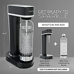 Modern Design Sparkling Water Maker – Soda Water Maker with 1l BPA-Free Reusable Bottle–Carbonated Water Maker for Home – Soda Streaming Machine for Seltze (SS697B)