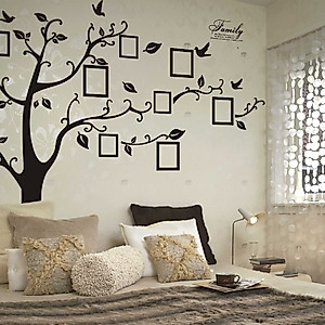 98 x 71 inch Photo Tree Wall Stickers Family Photo Frame Tree Window Decals Decorations Murals Wall Art Decorative Sticker for Kids Living Room Bedroom Nursery Playroom Jungle Party Decor Supplies