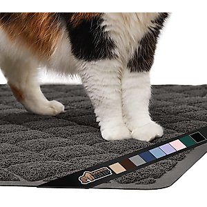 The Original Gorilla Grip Water Resistant Cat Litter Box Trapping Mat 35x23, Easy Clean, Textured Backing, Traps Mess, Cleaner Floors, Less Waste, Stays in Place for Cats, Soft on Paws, Charcoal