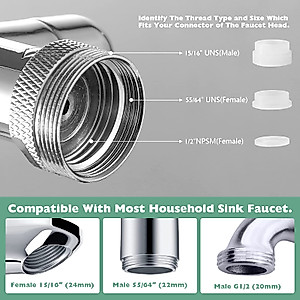 1440° Swivel Faucet Extender(Updated from 1080°), Robotic Arm Faucet Aerator with Female/Male Thread, Sink Faucet Attachment with 2 Water Modes for Kitchen or Bathroom, Plastic Sink Aerator Chrome