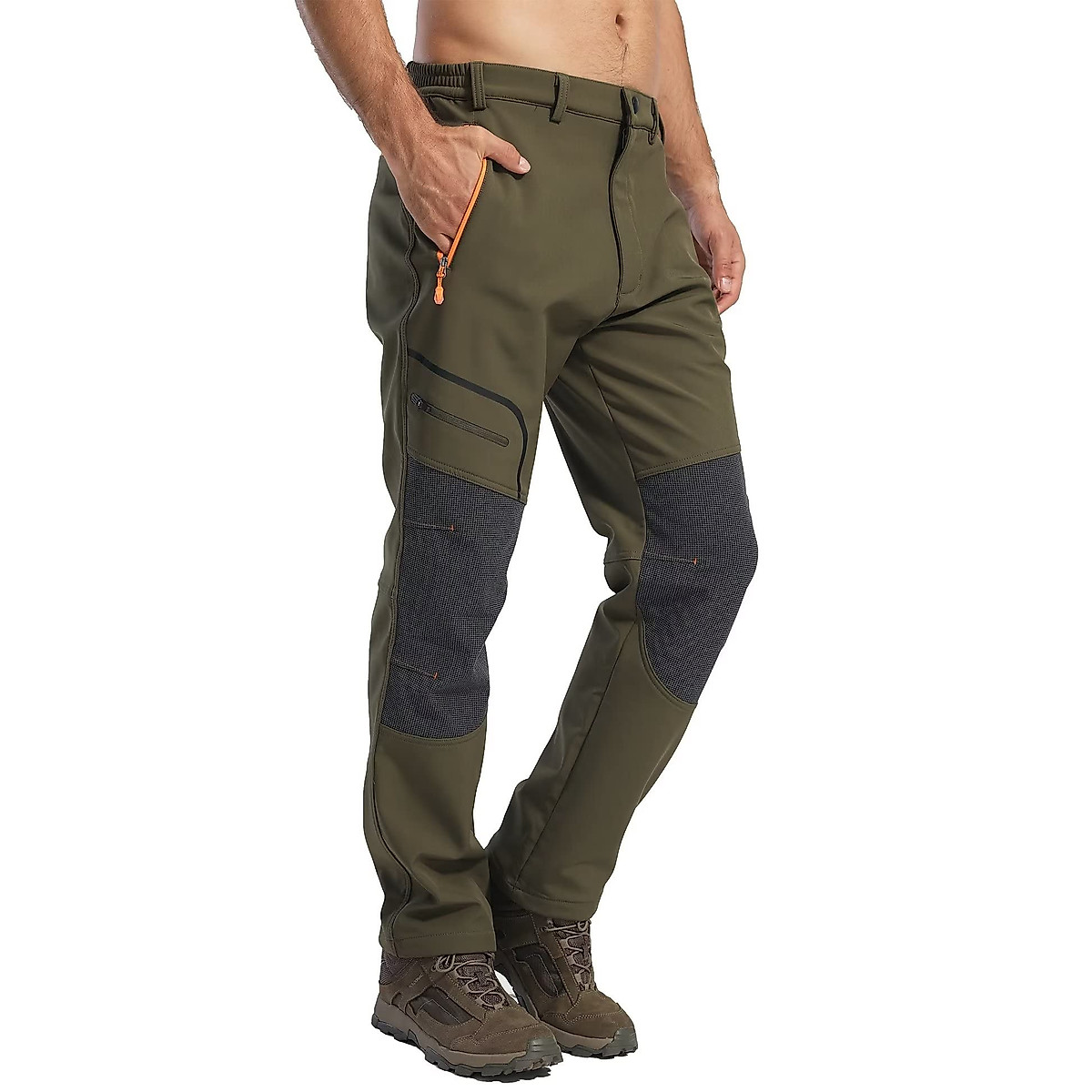 MAGCOMSEN Hiking Pants Mens Waterproof Pants for Men Softshell Winter Pants for Men Ski Pants Snowboard Pants for Men Lt Grey