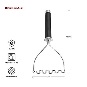 KitchenAid Gourmet Stainless Steel Wire Masher, 10.24-Inch, Black