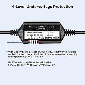 AZDOME Micro USB Port 3-Lead Acc Hardwire Kit for M300S Dash Cam, 12ft with Fuse Kit, for Dash Camera 24H Parking Monitor Mode, Converts 12V-24V to Output 5V/2.5A Max JYX04