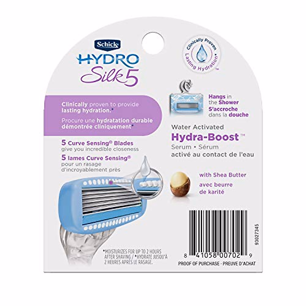 Schick Hydro Silk Moisture Razor Blade Refills, 4 Count | 5-Blade Moisturizing Razors for Women | Womens Moisturizing Razor Refills