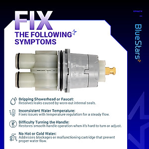 BlueStars RP46074 Shower Valve Cartridge - Single-Function Pressure-Balance Temperature Control- Compatible with Shower and Tub 13/14 Series Faucet